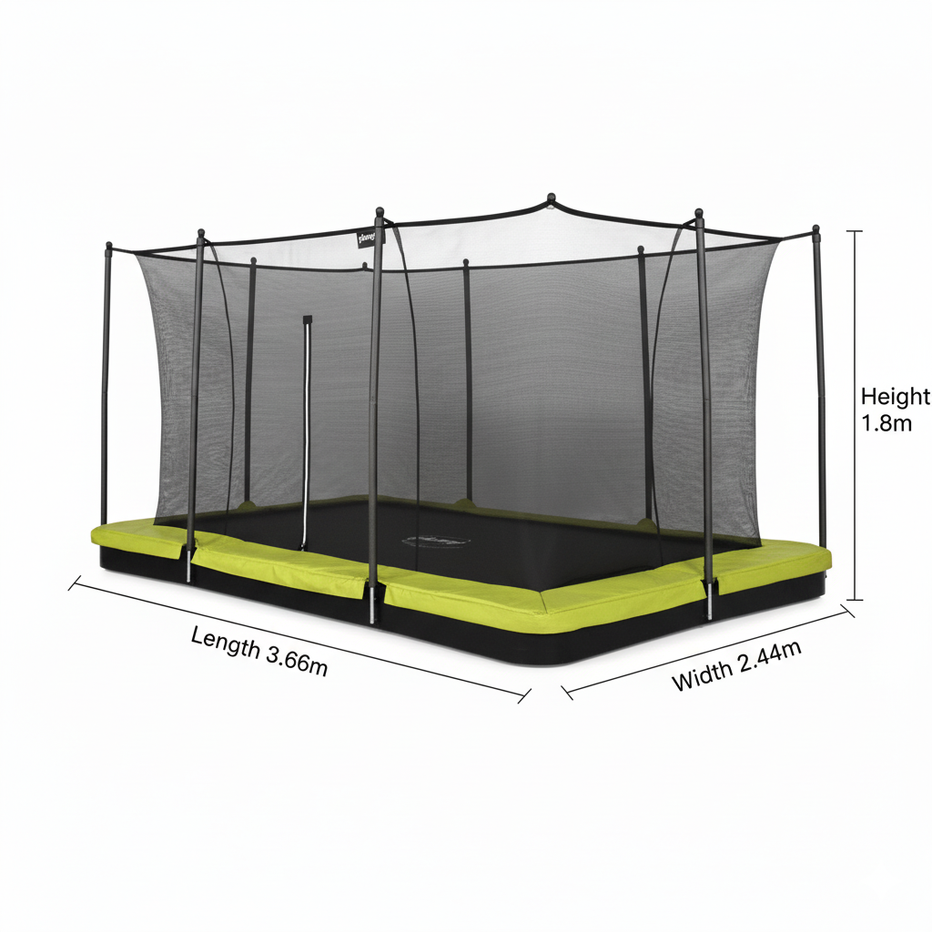 Plum 12 x 8ft In-Ground Rectangular Trampoline with Enclosure | Safe ...