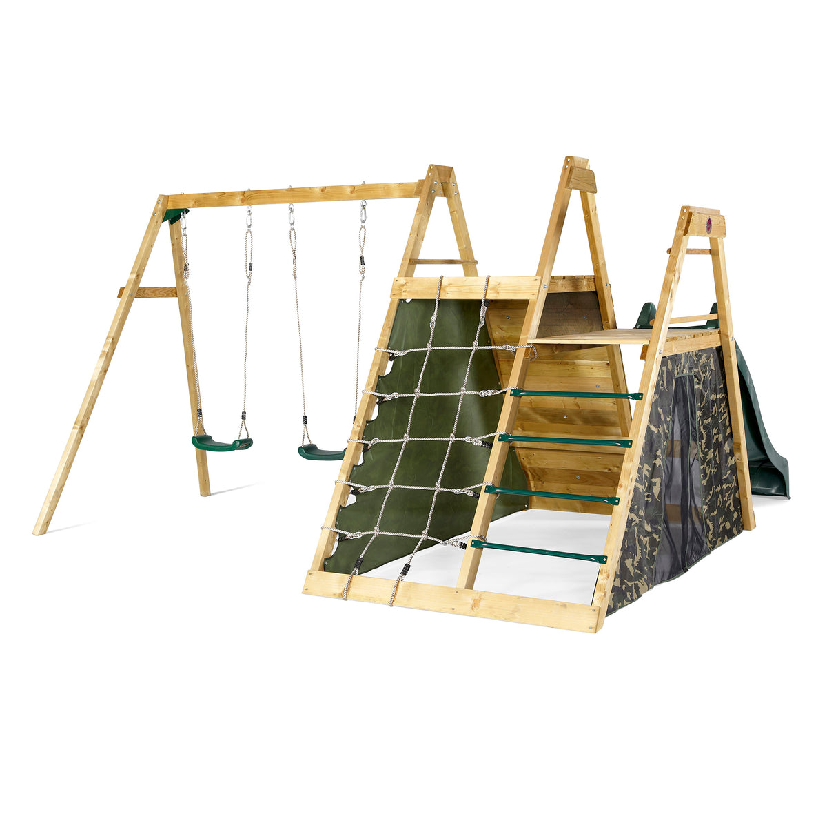 Plum Wooden Jungle Gym Climbing Pyramid with Slide | Kids Outdoor ...